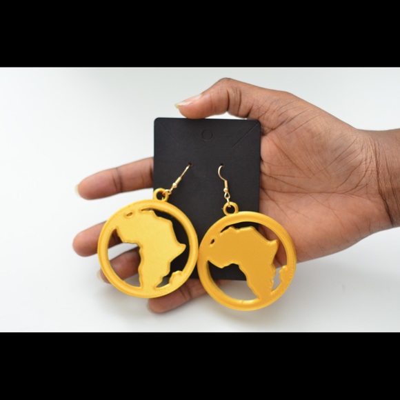 Hand Crafted | Jewelry | 3d Printed Gold Color African Map Earrings ...